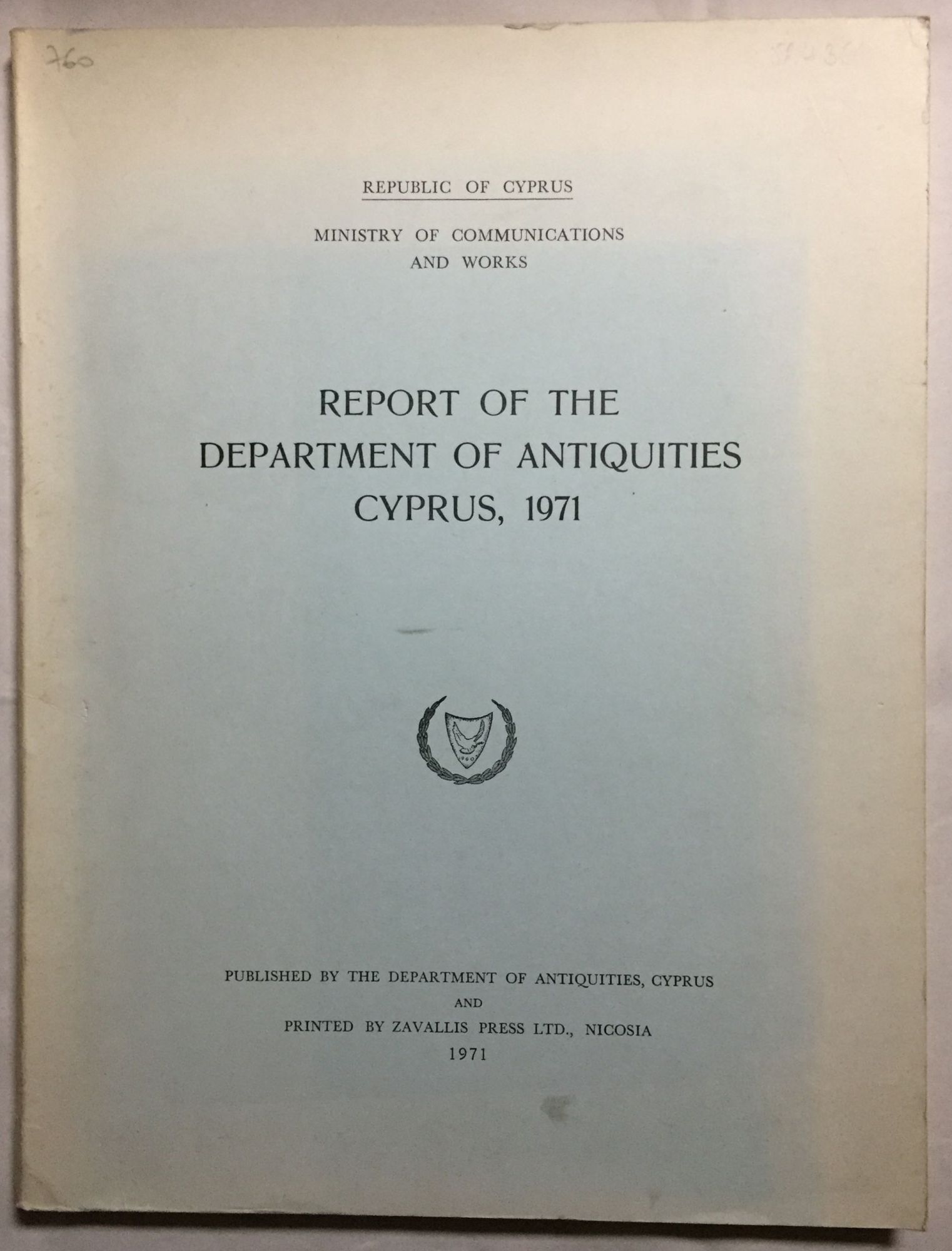 Report of the department of antiquities, Cyprus, 1971