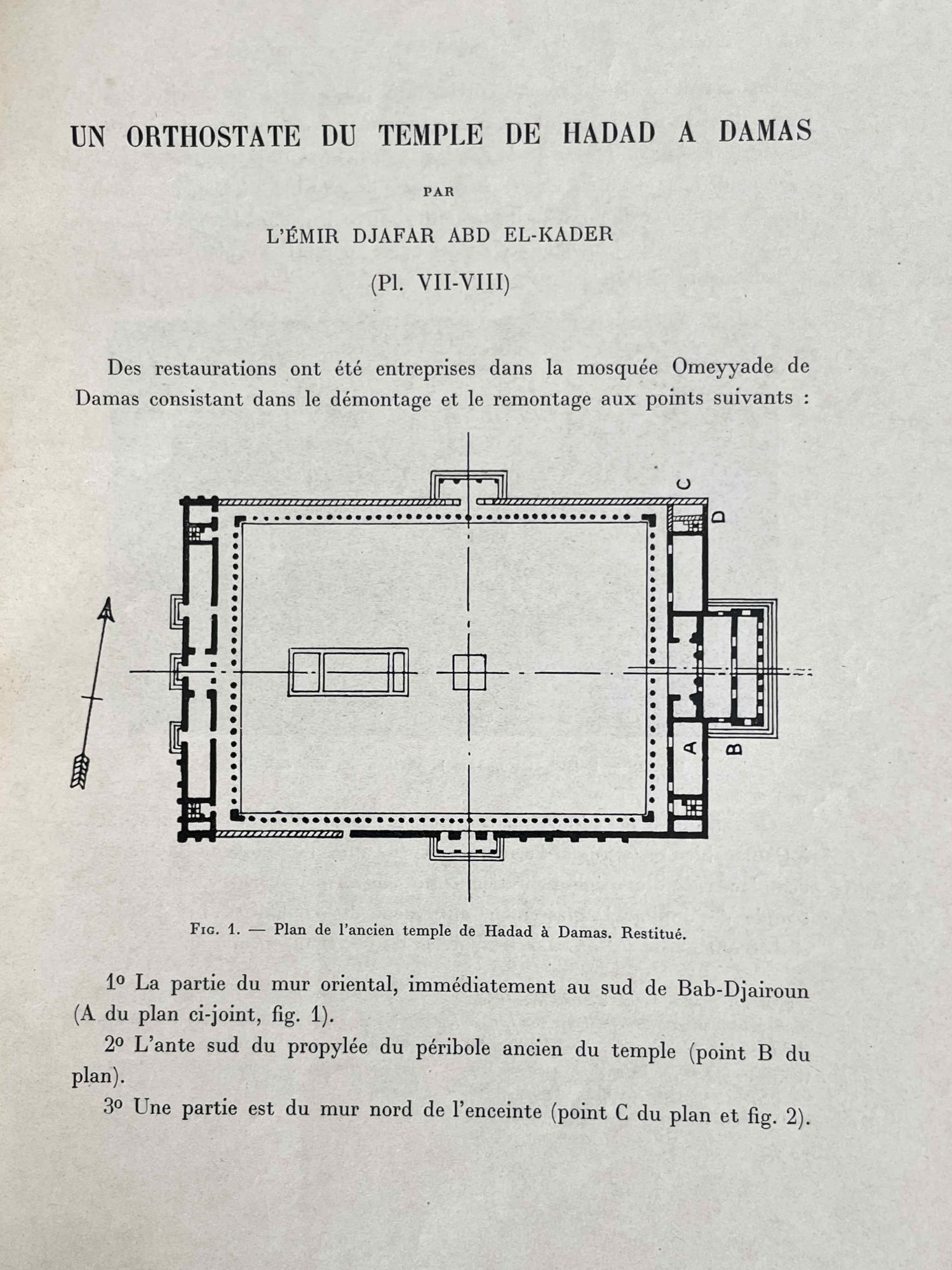 Un orthostate du temple de Hadad à Damas | DJAFAR Abdel-Kader, Emir